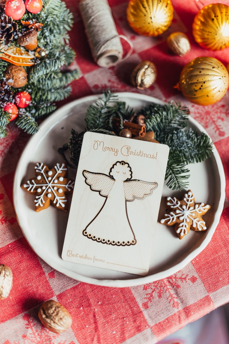 Kalėdinis atvirukas "Angeliukas" • Medinis Debesėlis